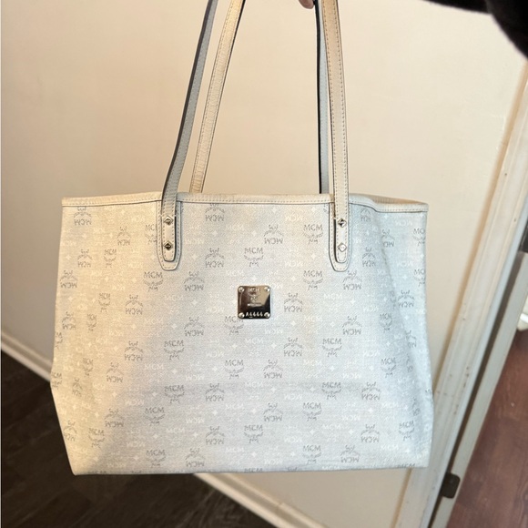 MCM | Bags | Mcm Cream Monogram Tote | Poshmark